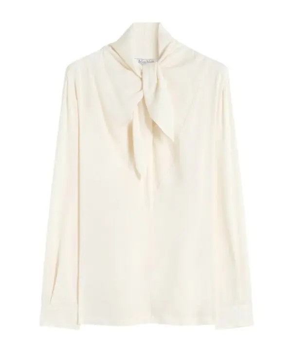 Max Mara Badia Shirt With Tie Detail - Ivory White
