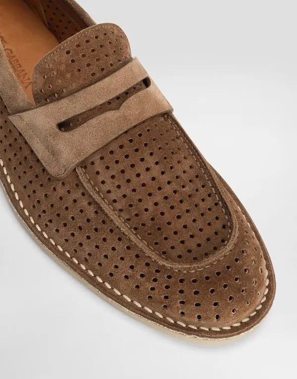 Dolce & Gabbana Perforated Logo Loafers - Brown