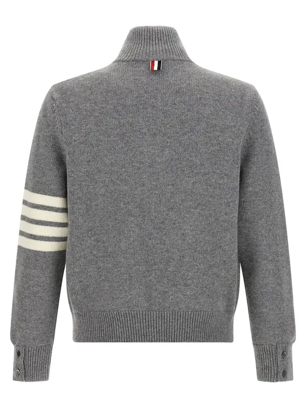 Thom Browne Striped Funnel Neck Half-zip Sweater