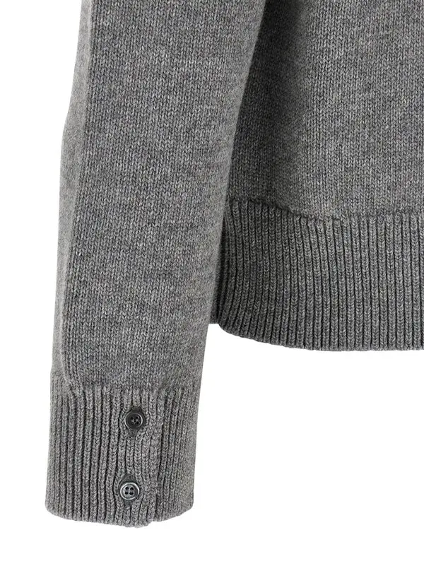 Thom Browne Striped Funnel Neck Half-zip Sweater