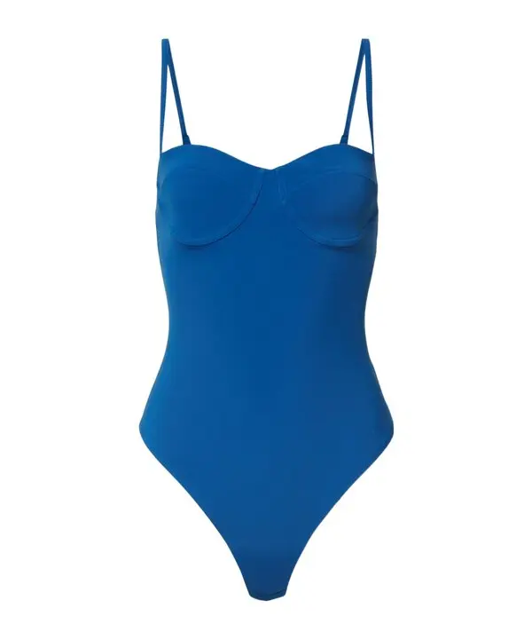 ANINE BING Sleeveless Logo Jumpsuit With Adjustable Straps - Blue