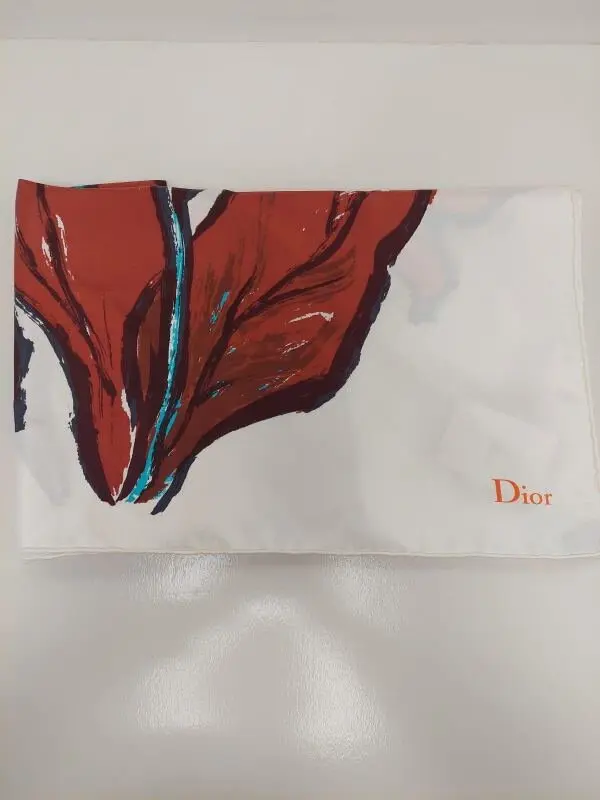 Dior Pattern Silk Scarf - Red