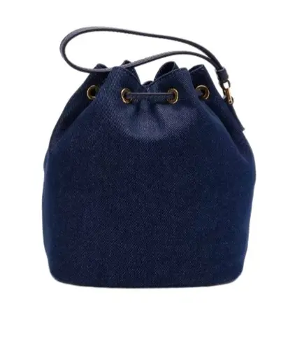 Bally Logo Printed Bar Mini Bucket Bag - Blue