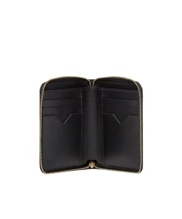Fendi Ff Diamonds Zip Around Medium Wallet - Black