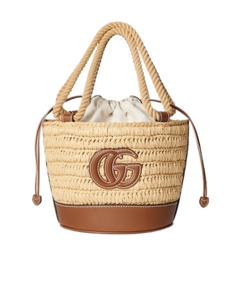 Gucci Woven Mini Bucket Bag - Nude