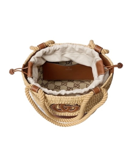 Gucci Woven Mini Bucket Bag - Nude