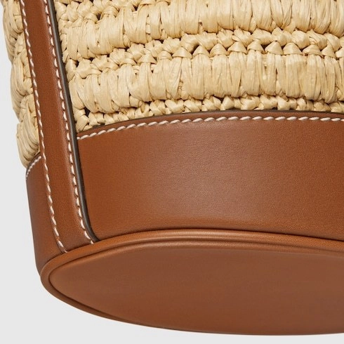 Gucci Woven Mini Bucket Bag - Nude