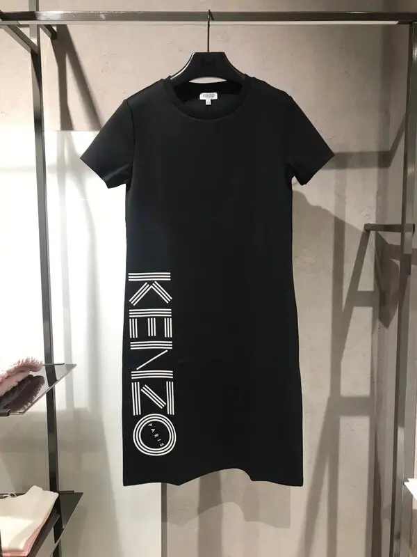 Kenzo Logo Print Short Sleeve Dress
