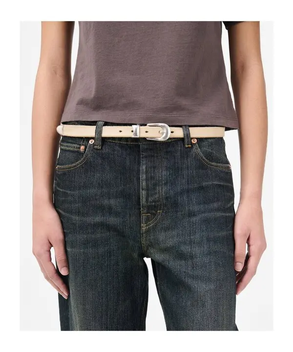 Our Legacy Silver Buckle Leather Belt - Nude