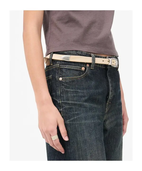 Our Legacy Silver Buckle Leather Belt - Nude