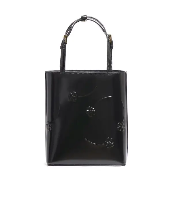 Prada Logo-triangle Floral-embossed Tote Bag