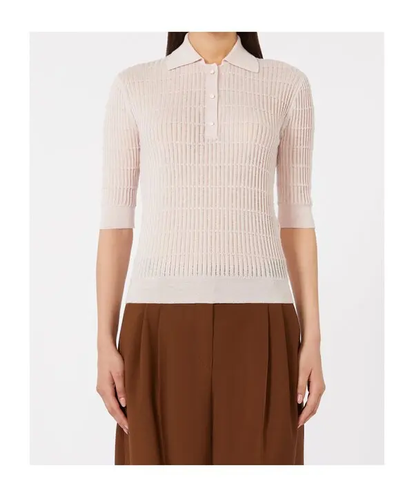 Max Mara Ribbed Knit Polo Top