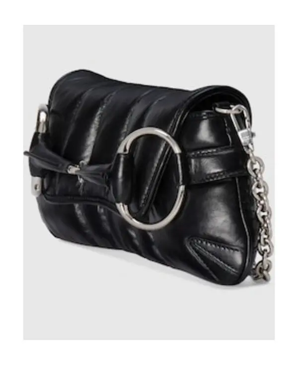 Gucci Horsebit Chain Small Shoulder Bag - Black