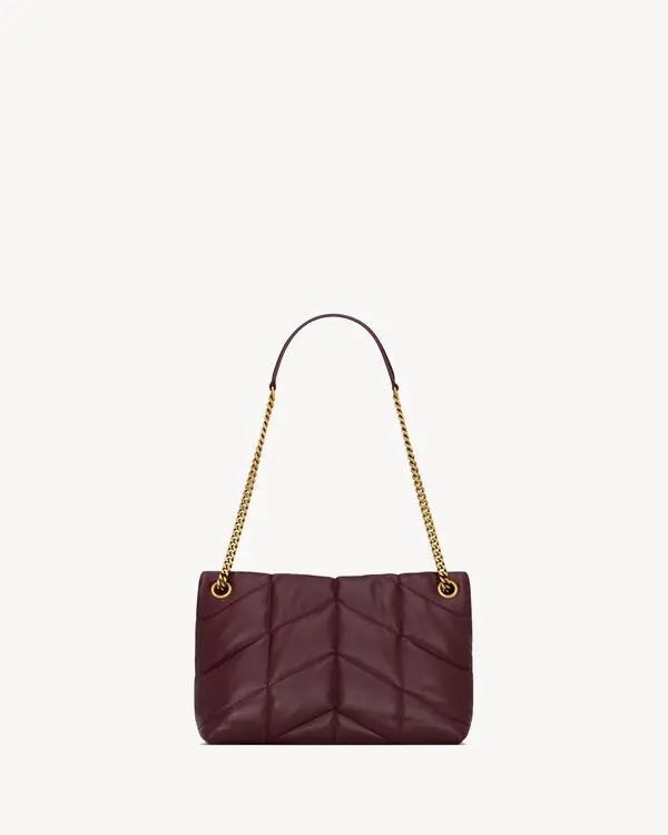 Saint Laurent Puffer Logo Plaque Small Shoulder Bag - Deep Ruby Red