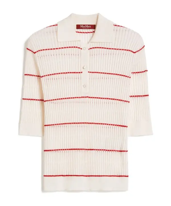 Max Mara Ribbed Knit Polo Shirt - White