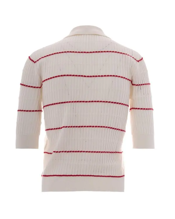 Max Mara Ribbed Knit Polo Shirt - White