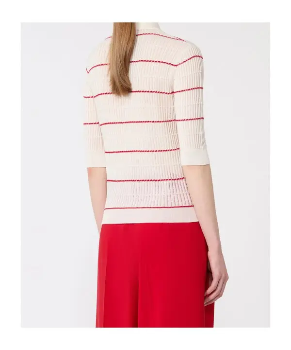 Max Mara Ribbed Knit Polo Shirt - White