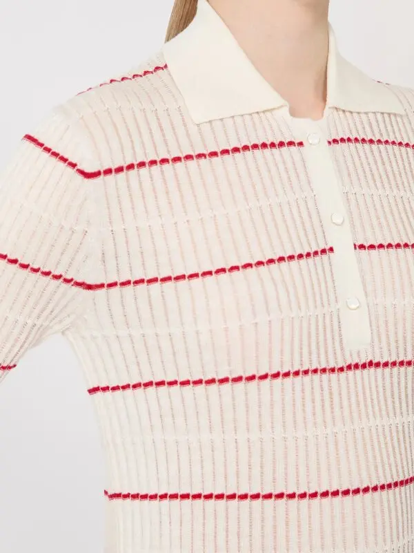 Max Mara Ribbed Knit Polo Shirt - White