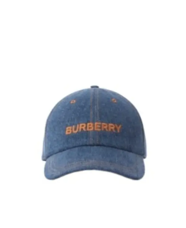 Burberry Logo Embroidered Denim Baseball Cap - Blue