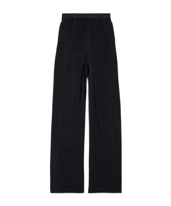 Balenciaga Lace Detailed Wide-leg Pants - Black