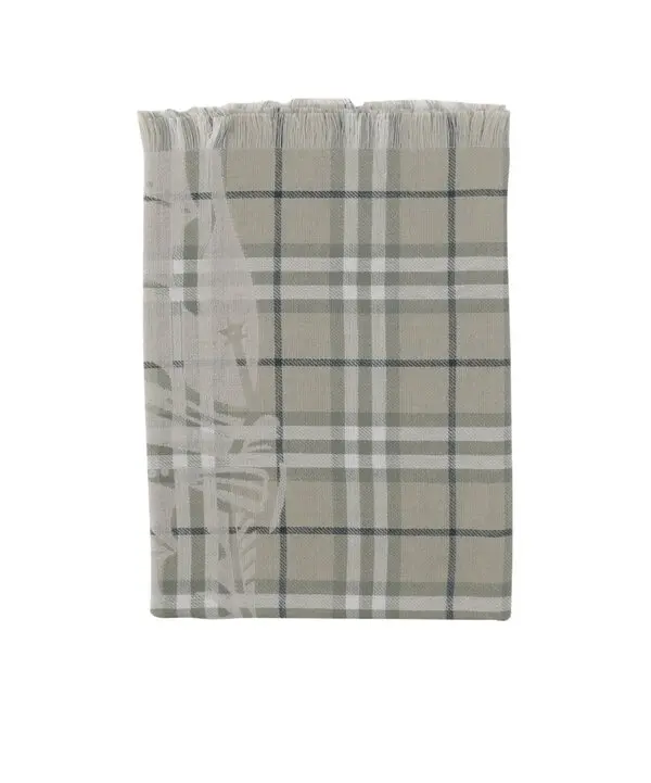 Burberry Checked Frayed-edeg Scarf - Gray