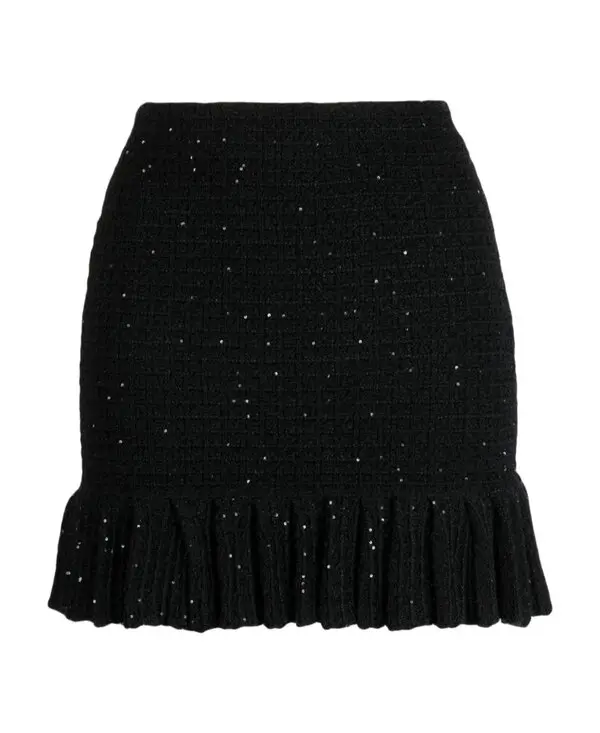 SELF-PORTRAIT Embellished Pleated Knit Mini Skirt