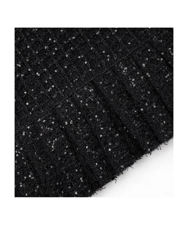 SELF-PORTRAIT Embellished Pleated Knit Mini Skirt