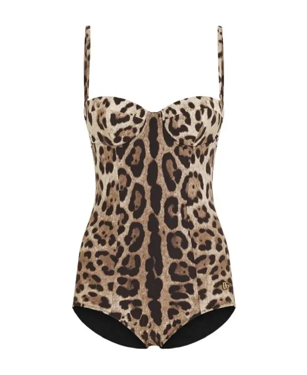 Dolce & Gabbana Leopard Print One-piece Swimsuit - Brown