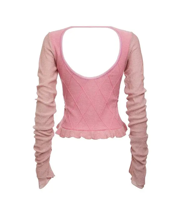 CORMIO Backless Knit Sweater With Floral Buttons