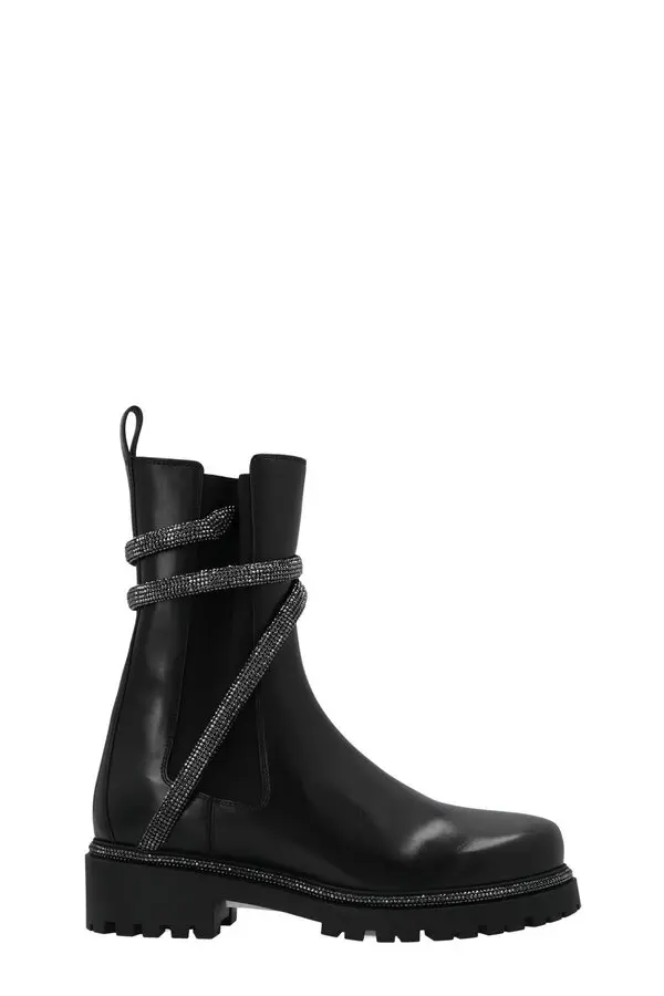 Rene Caovilla Embellished Wrap-around Ankle Boots