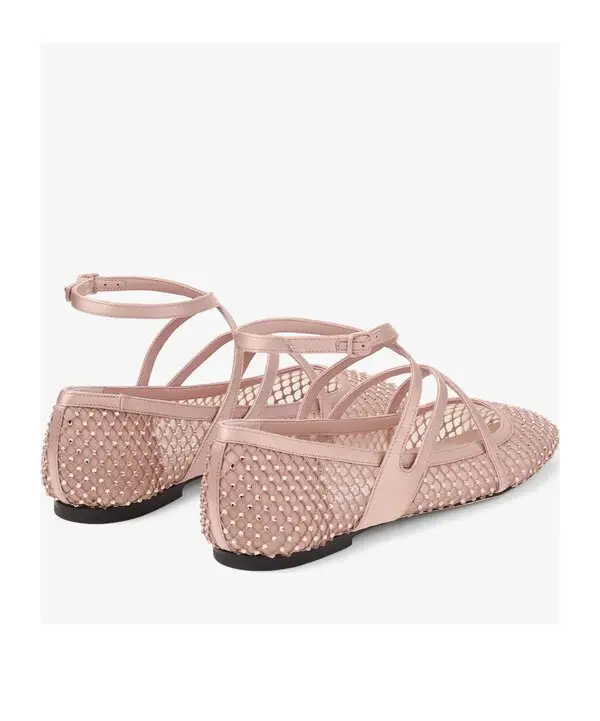 JIMMY CHOO Astoria Flat Ballet Ballerinas With Adjustable Buckles - Macaron/crystal