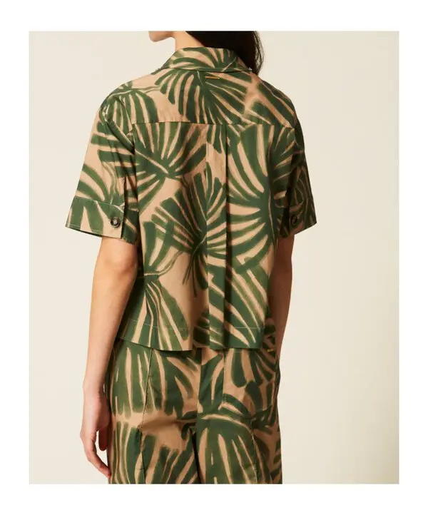 TWINSET Tropical Print Embellished Shirt - Green