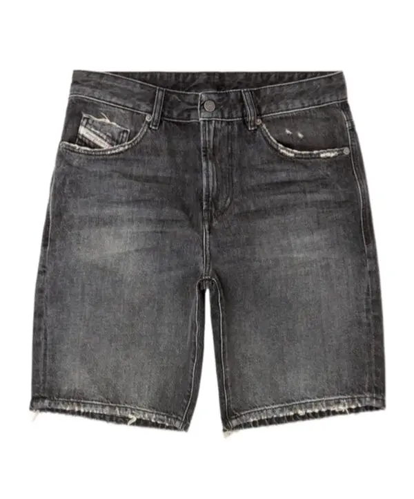 DIESEL® D-fin Distressed Denim Shorts - Black