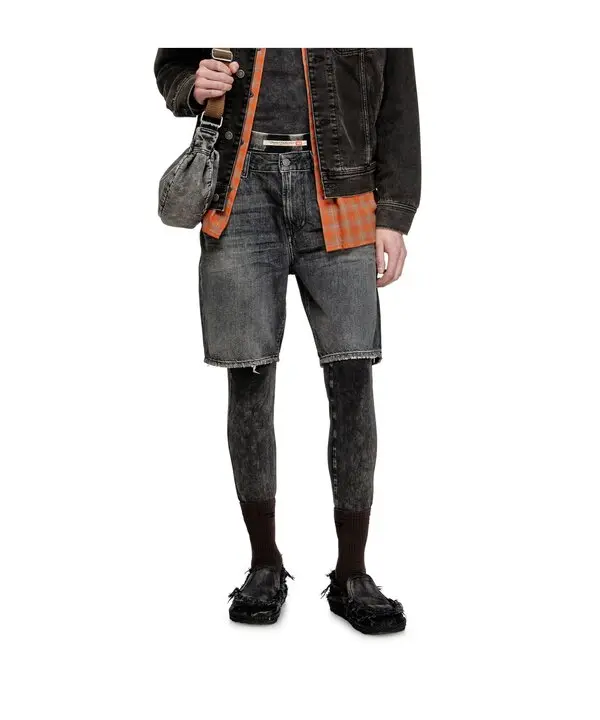 DIESEL® D-fin Distressed Denim Shorts - Black