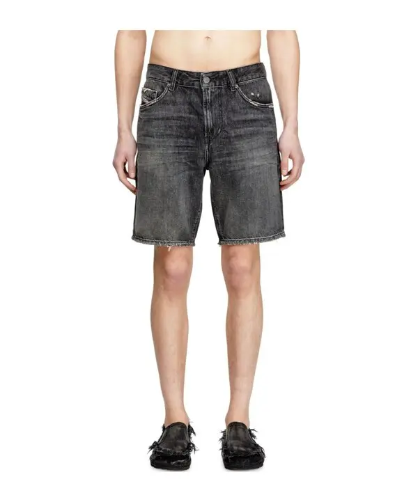 DIESEL® D-fin Distressed Denim Shorts - Black