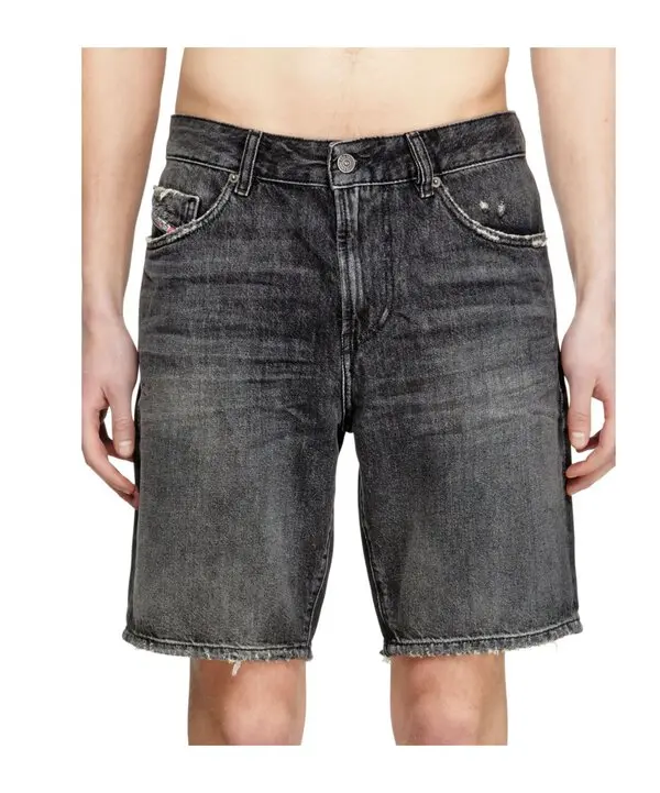 DIESEL® D-fin Distressed Denim Shorts - Black