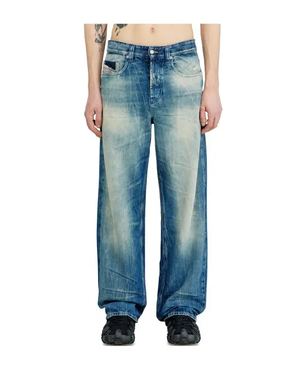 DIESEL® Distressed Wide Leg Jeans