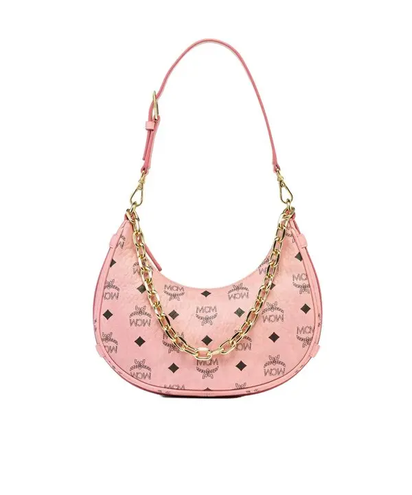 Mcm Aren Crescent Small Hobo Bag - Soft Pink