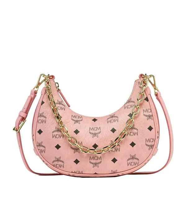 Mcm Aren Crescent Small Hobo Bag - Soft Pink