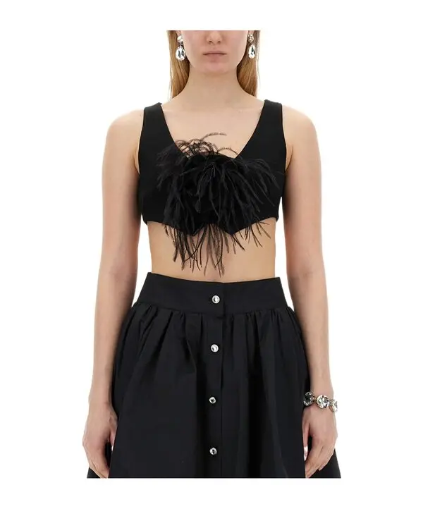 Moschino V-neck Vest With Feather Embellishment