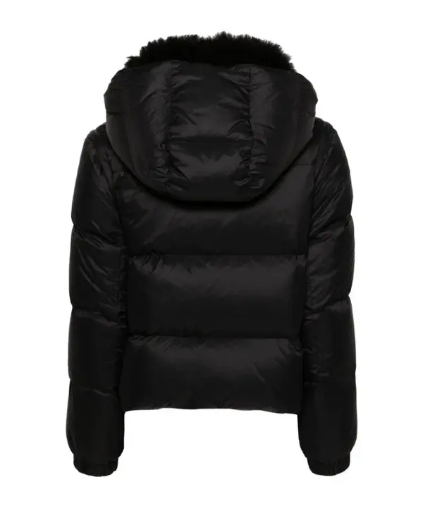 LISKA Quilted Down Jacket With Removable Hood And Fur Trim - Black