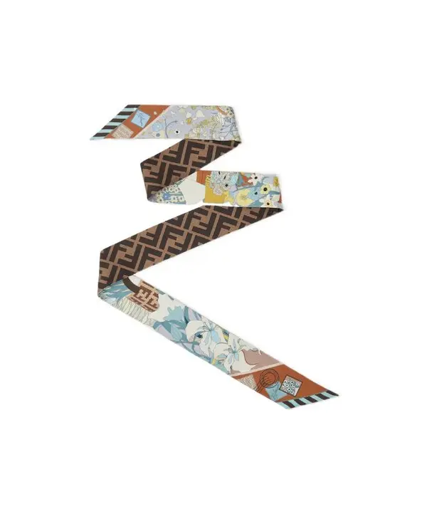 Fendi Floral Ff Printed Wrappy Scarf - Blue