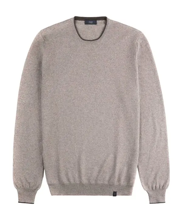 FAY Elbow-patch Crewneck Jumper - Light Brown