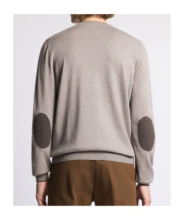 FAY Elbow-patch Crewneck Jumper - Light Brown