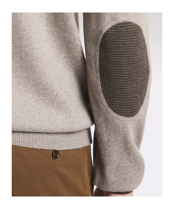 FAY Elbow-patch Crewneck Jumper - Light Brown