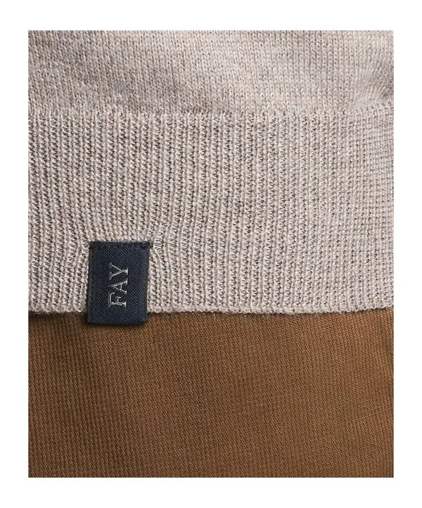 FAY Elbow-patch Crewneck Jumper - Light Brown