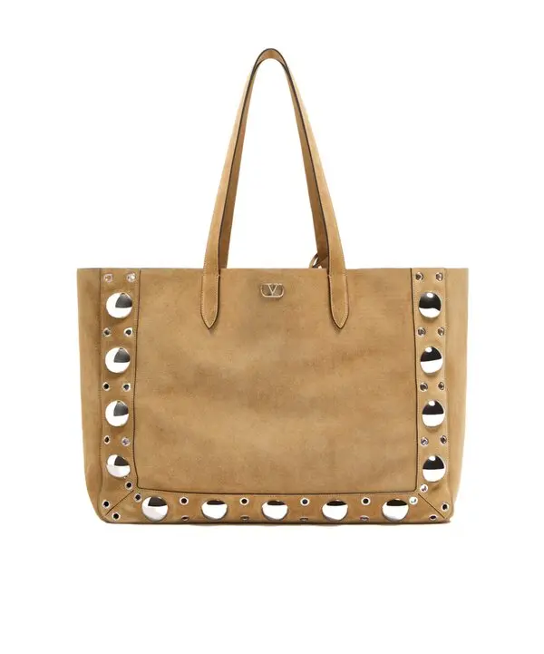 Valentino Garavani Vlogo Plaque Large Tote Bag - Nude
