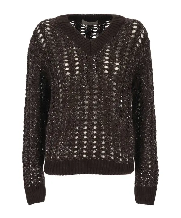 D.exterior Open Knit V-neck Sweater