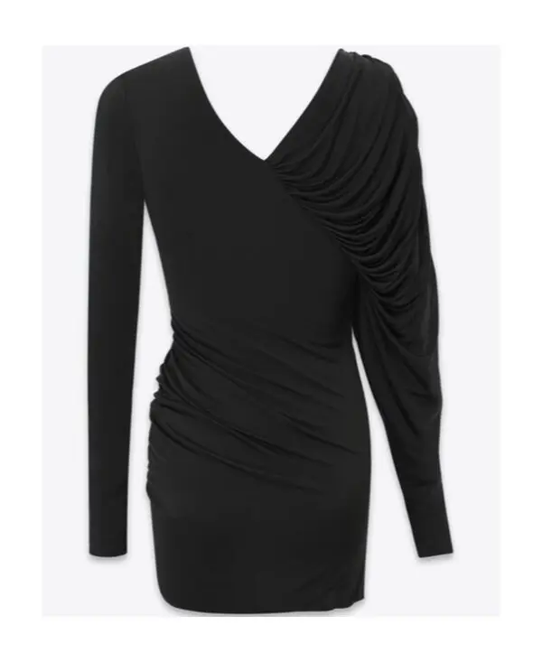 Saint Laurent Draped Long-sleeved Dress - Black