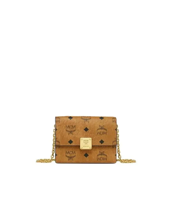 Mcm Visetos Logo-plaque Cross Body Bag - Cognac